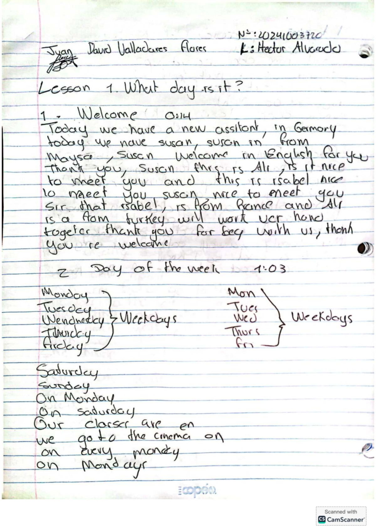 20241003720 Lesson 1: Days of the Week and Birthdays - Studocu