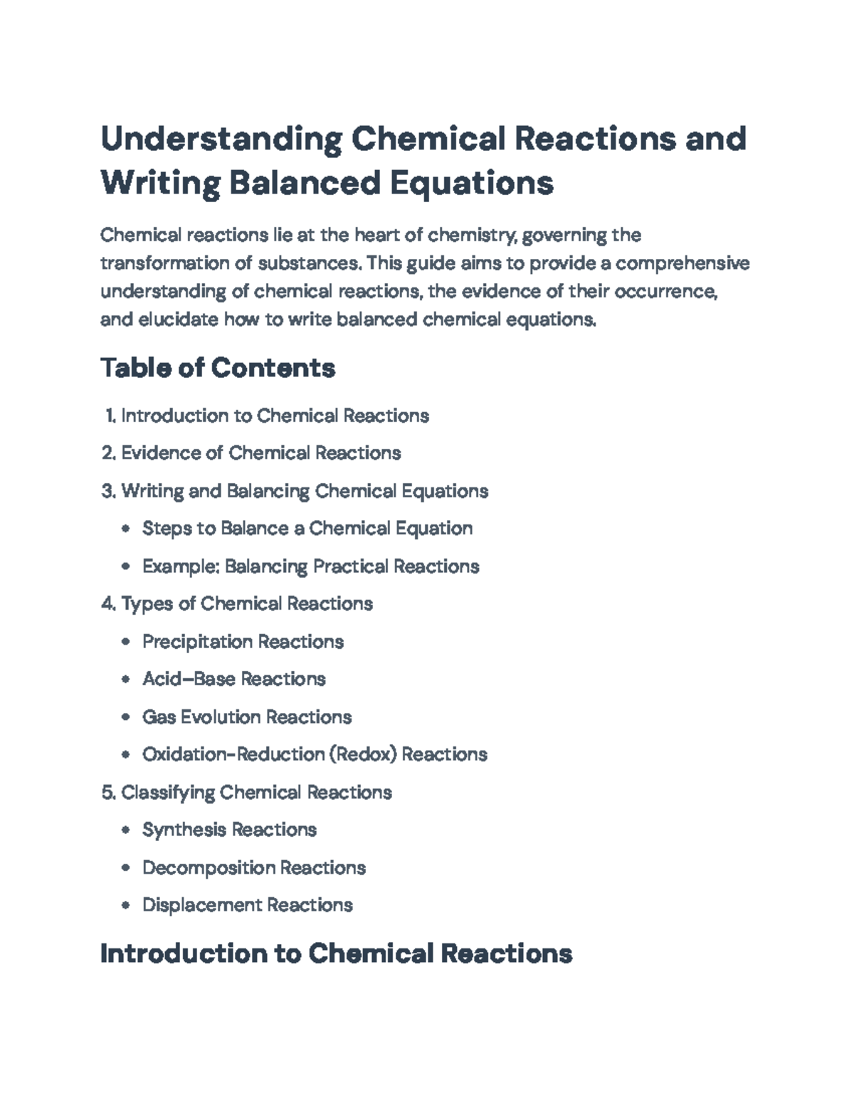 CHEM 101: Understanding Chemical Reactions & Balancing Equations Guide ...