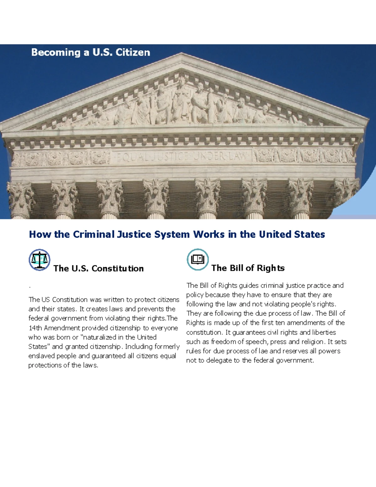 CJ 112 Project 2-2 - Understanding the U.S. Criminal Justice System ...
