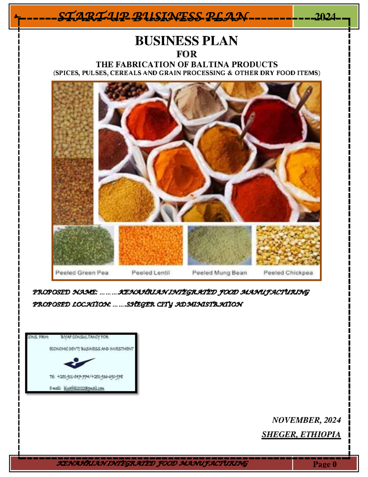 Business Plan for Baltina Products (Spices & Dry Foods) - Studocu