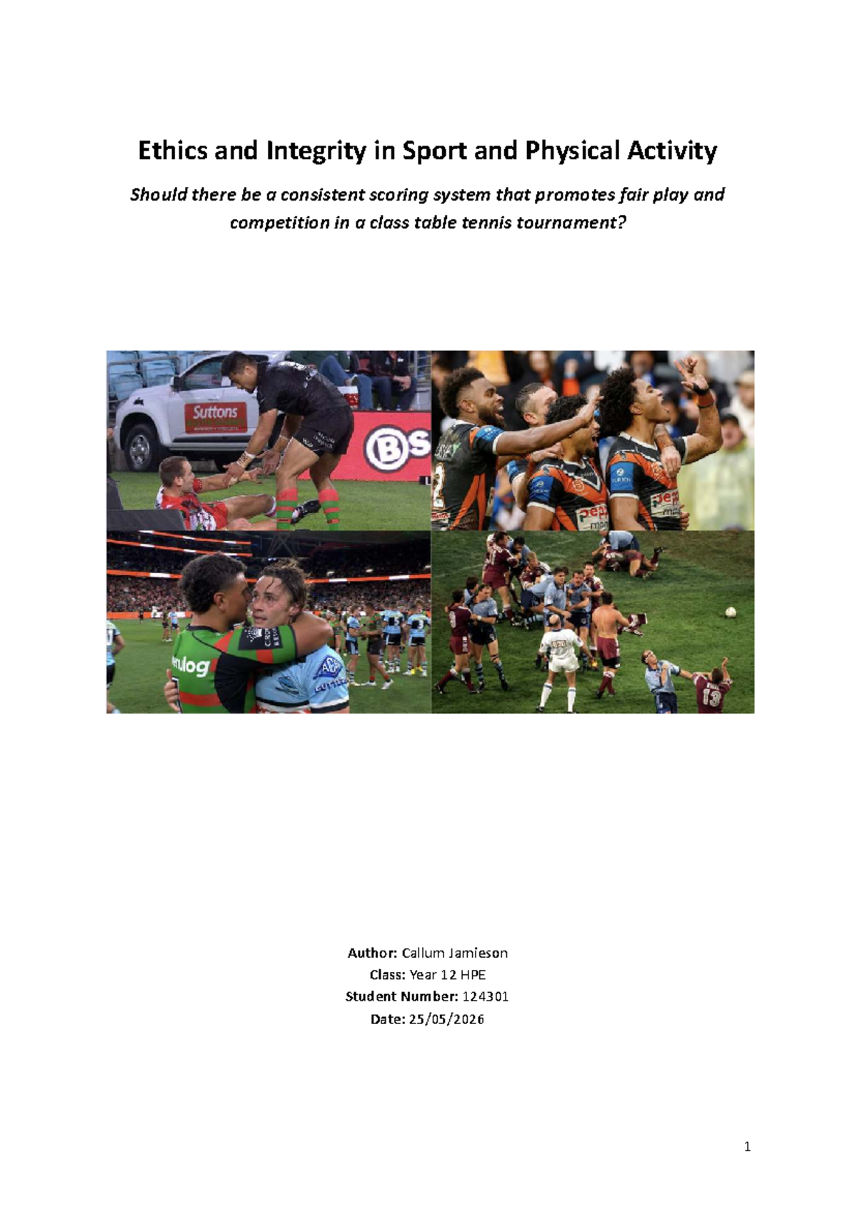 HPE IA2 Research Report: Ethics and Integrity in Table Tennis ...