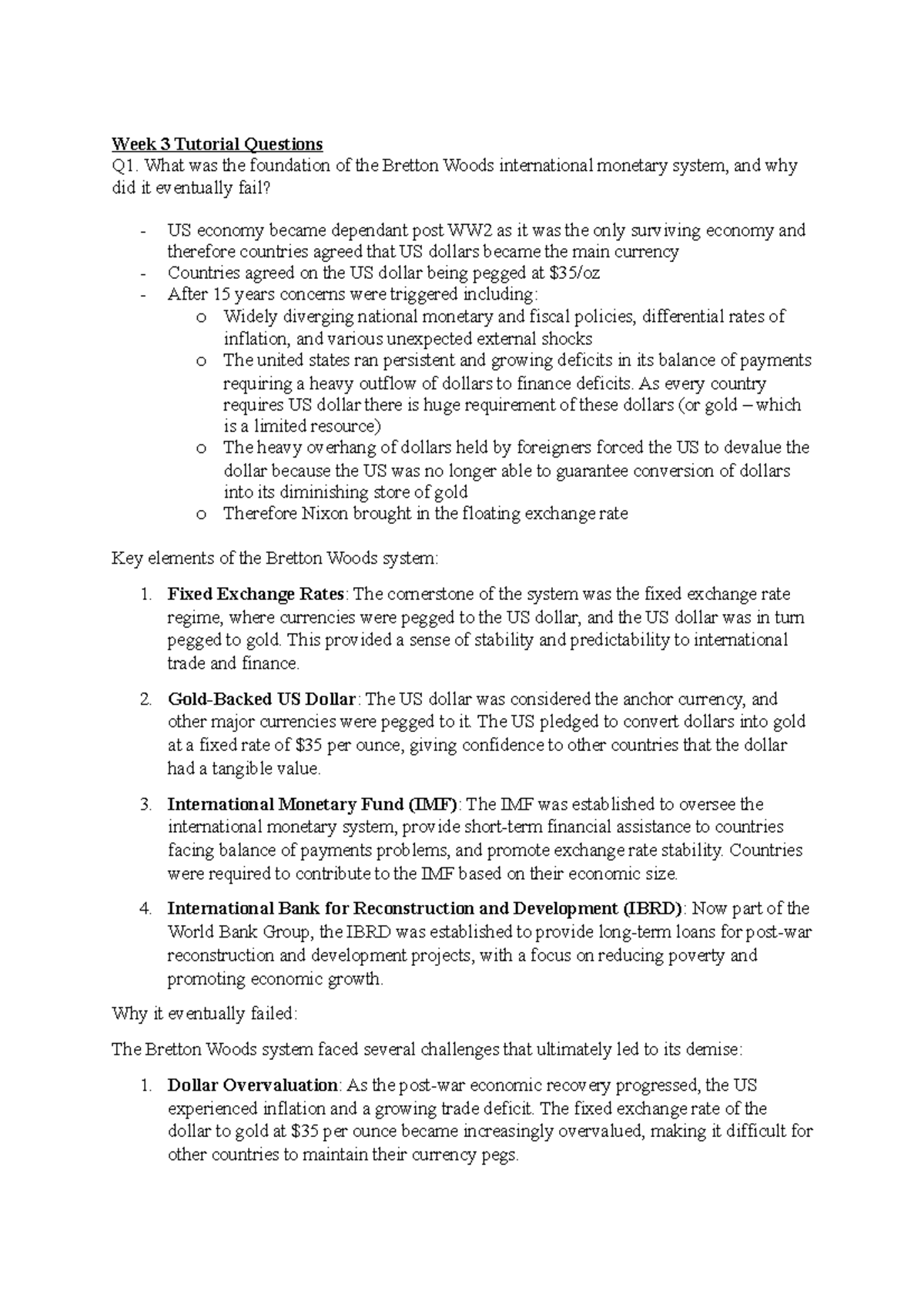 Week 3 Questions Part 1 - Week 3 Tutorial Questions Q1. What was the ...