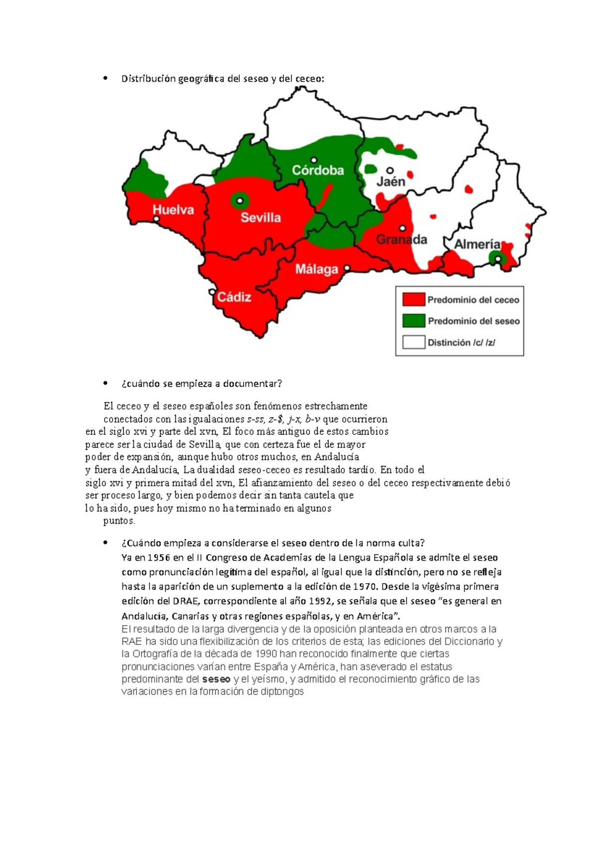 Distribución geográfica del seseo y del ceceo - Distribución geográfica ...