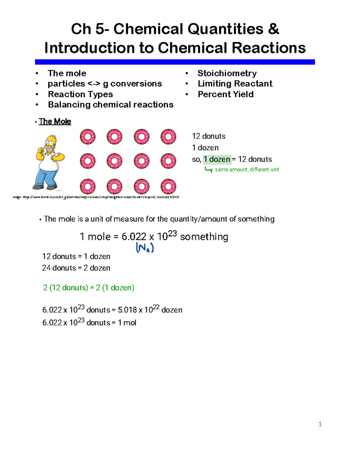 Chapter 5 Notes: Chemical Quantities & Reactions Review - Studocu