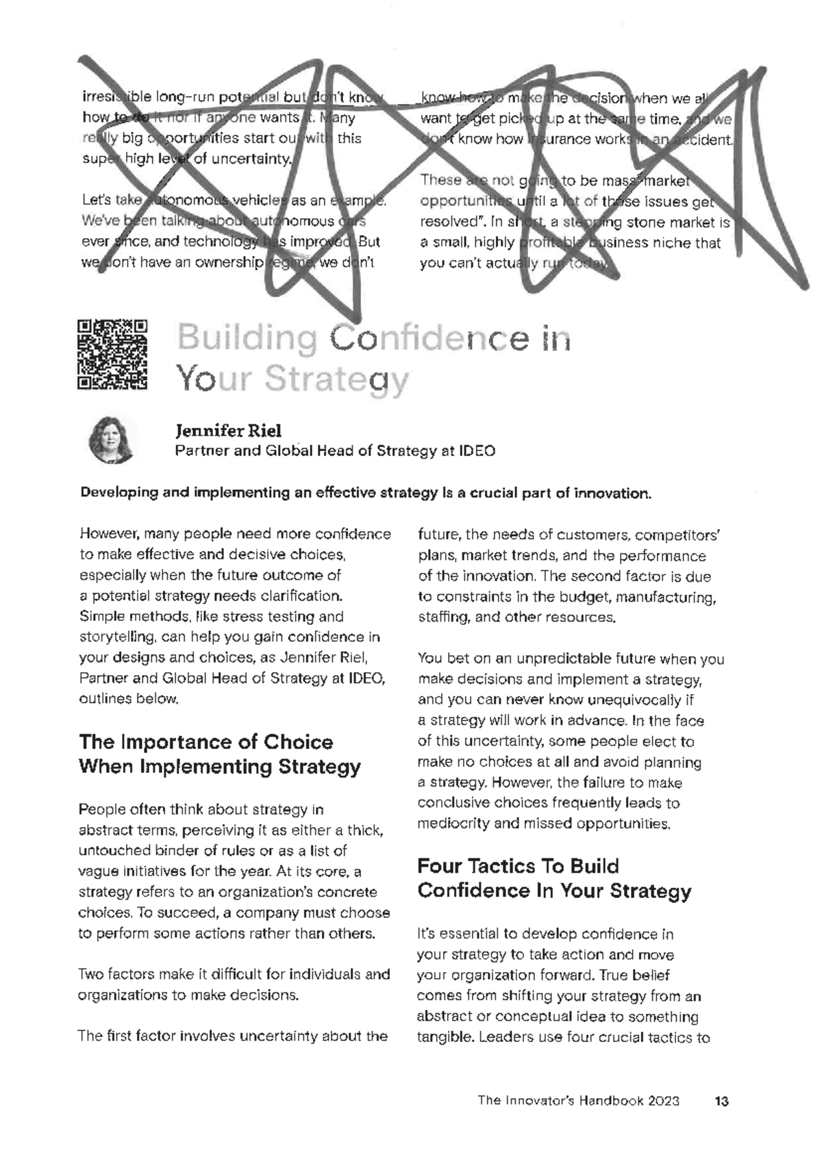 Building Confidence in Your Strategy: Insights from Jennifer Riel - Studocu