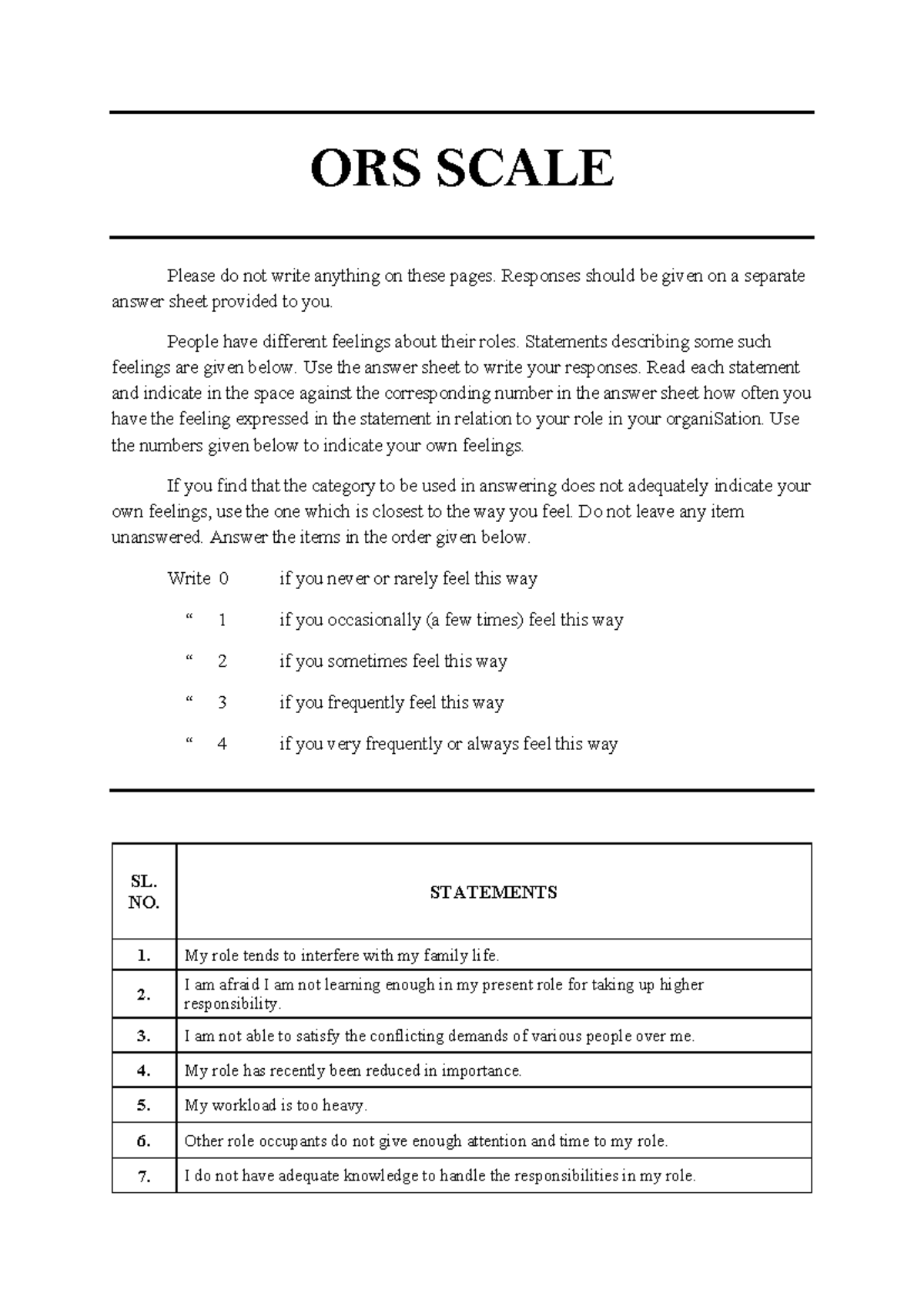 ORS Final Practical Assessment Scale - Studocu