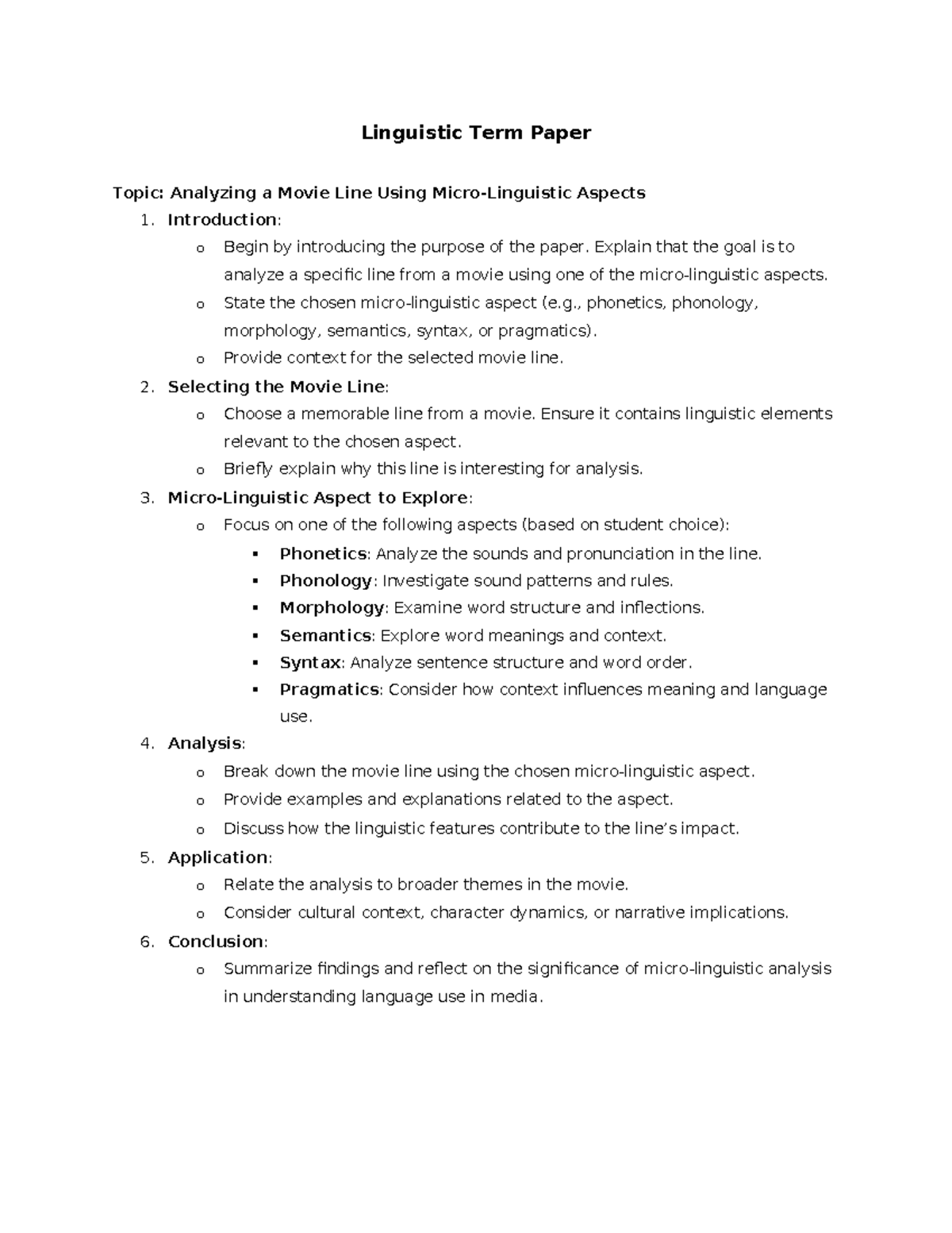 Linguistic Term Paper - Guide - Linguistic Term Paper Topic: Analyzing ...