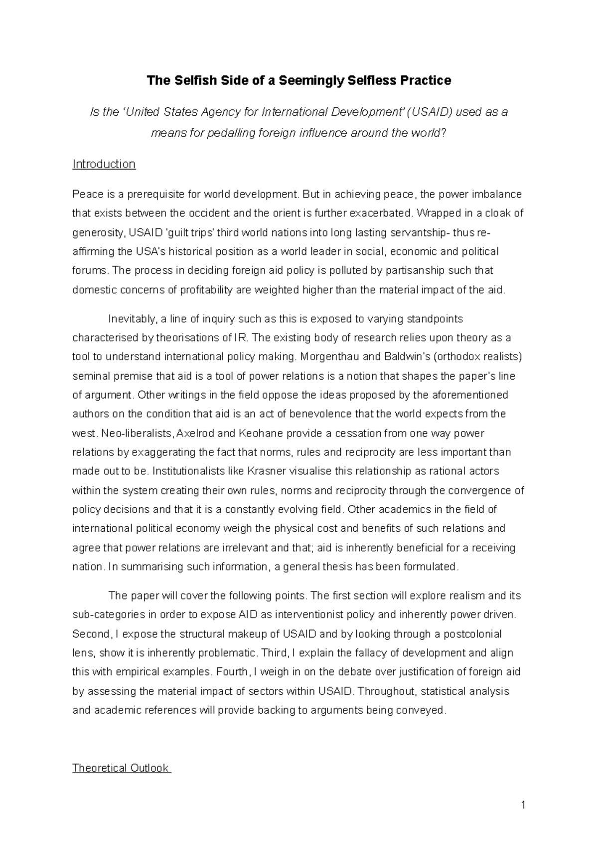 USAID Untold Truths Essay - The Selfish Side of a Seemingly Selfless ...