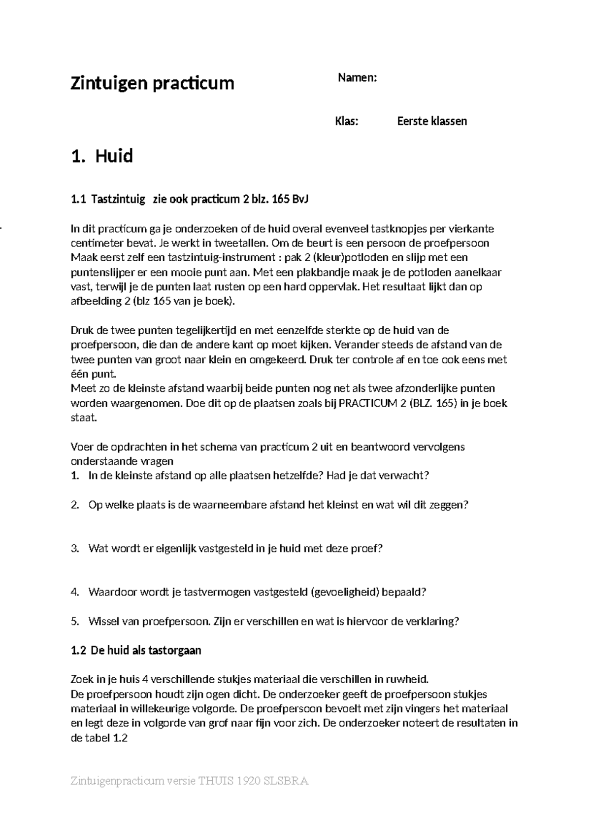 Zintuigen Practicum: Onderzoek naar Huid, Reuk en Smaak (Biologie ...