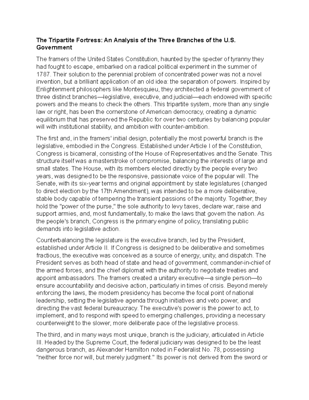 The Tripartite System: An In-Depth Analysis of U.S. Government Branches ...