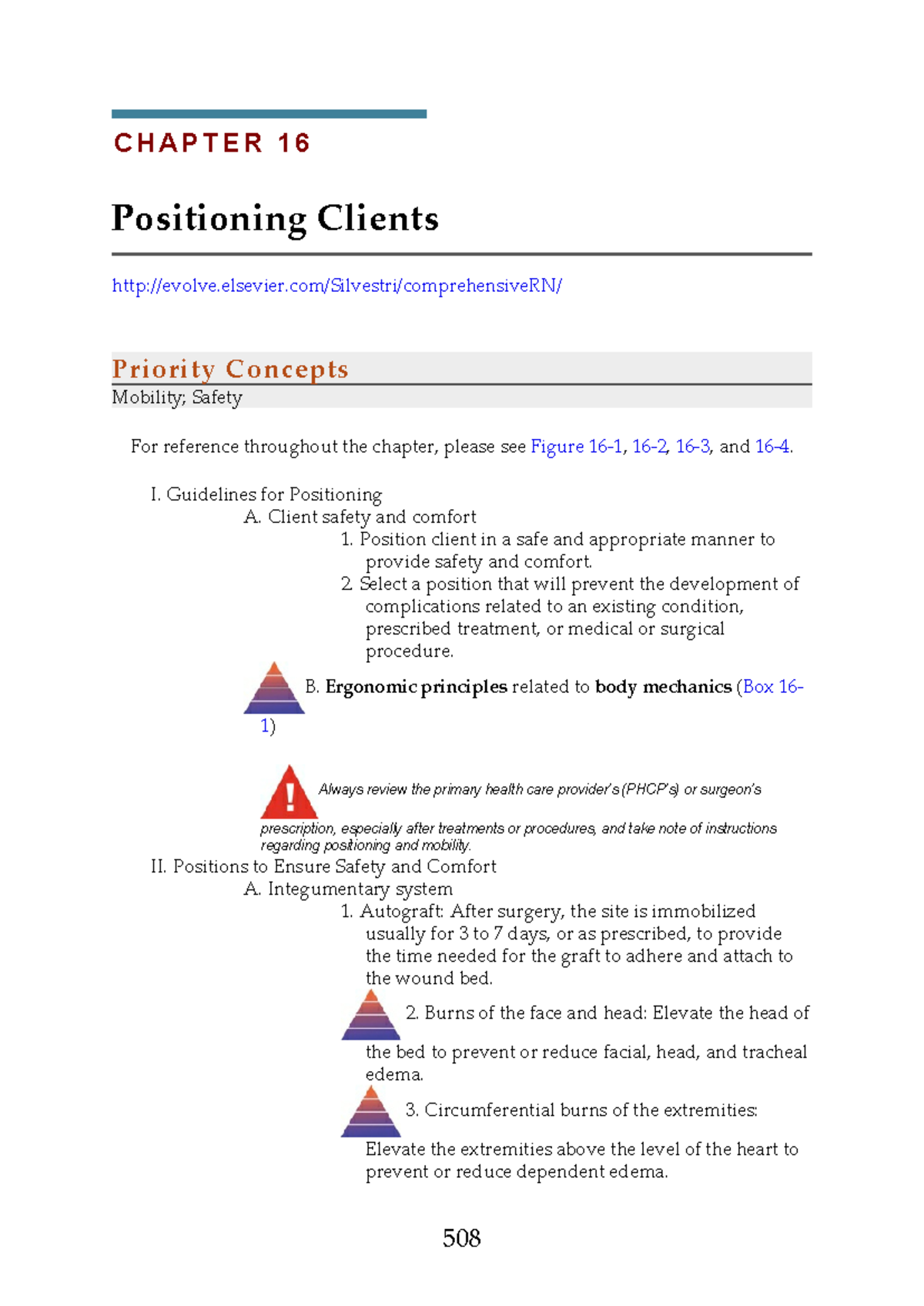 Saunders Positioning Clients Nclex - C H A P T E R 1 6 Positioning ...