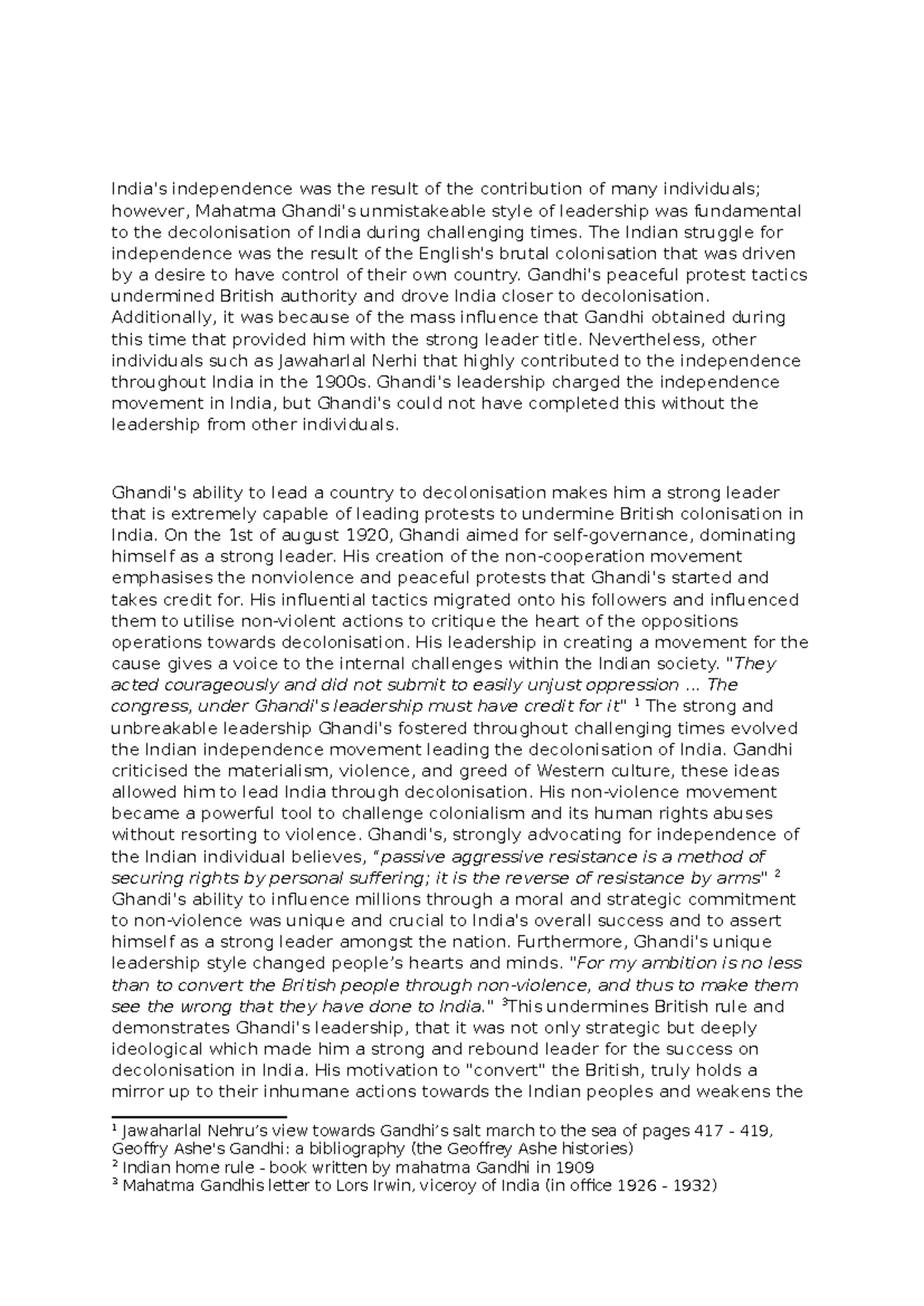 Modern Historical Investigation: Gandhi's Leadership in India's ...
