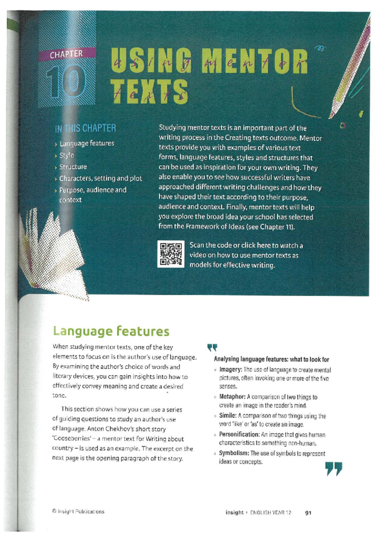 CHAPTER 10: USING MENTOR TEXTS FOR EFFECTIVE WRITING IN ENGLISH YEAR 12 ...