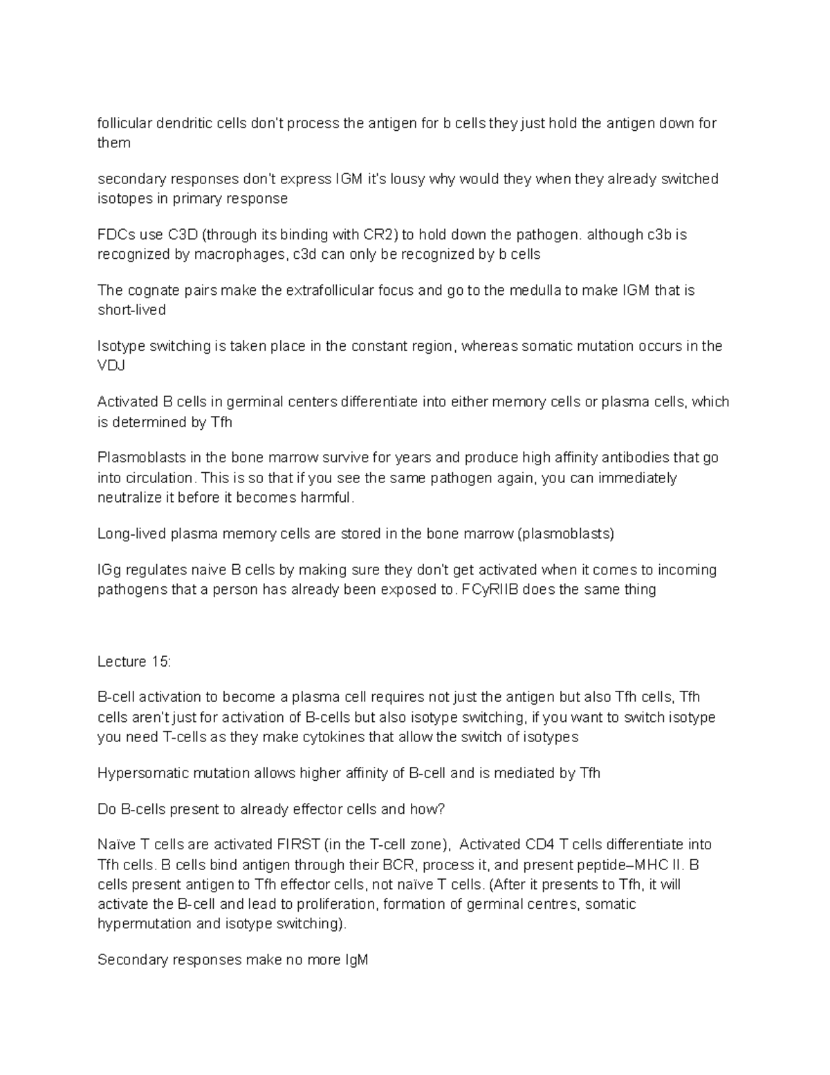 Immunology Test 3 Notes: Antigen Processing and B Cell Activation - Studocu