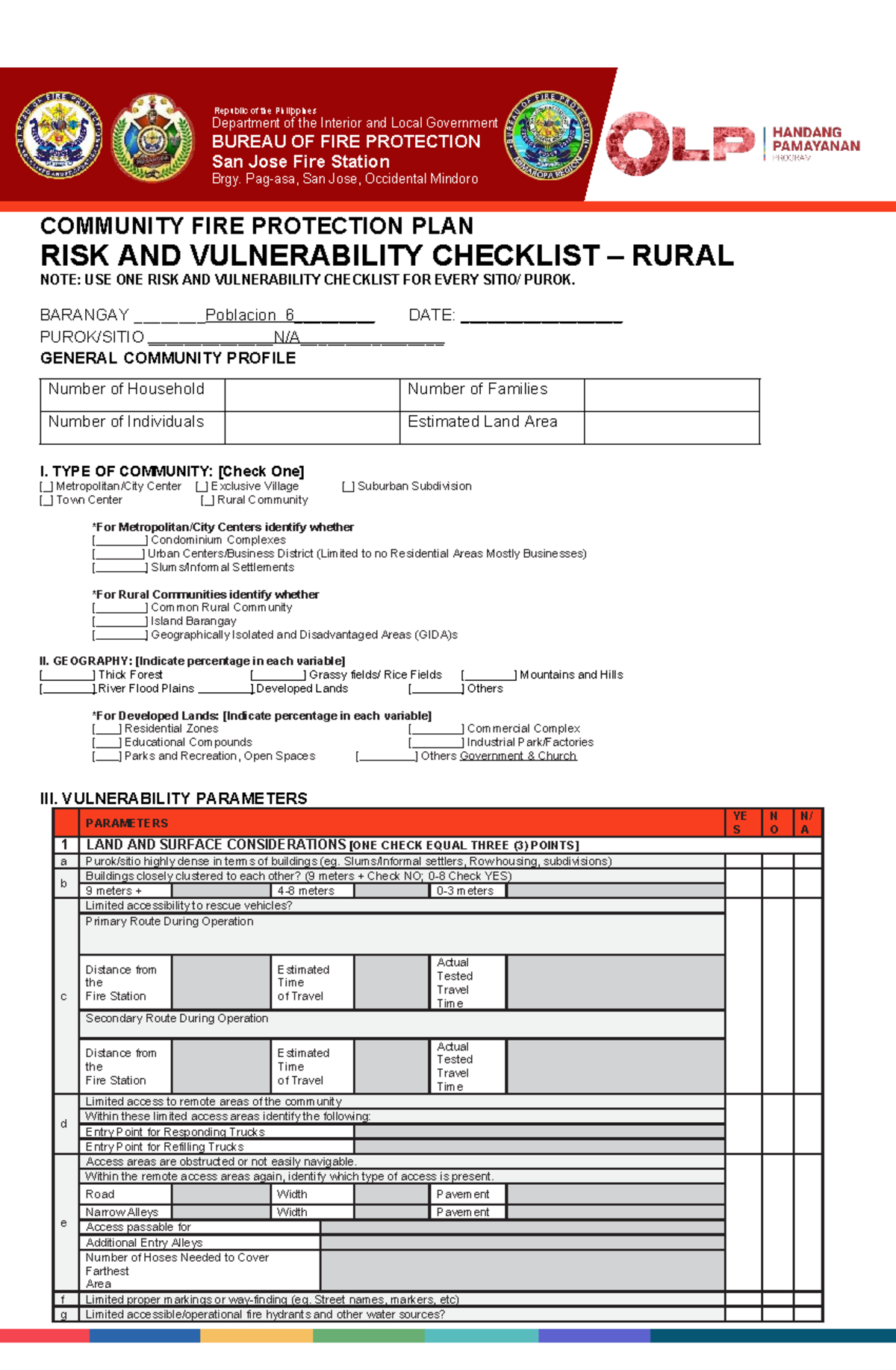 RISK & VULNERABILITY CHECKLIST FOR RURAL COMMUNITIES - Studocu