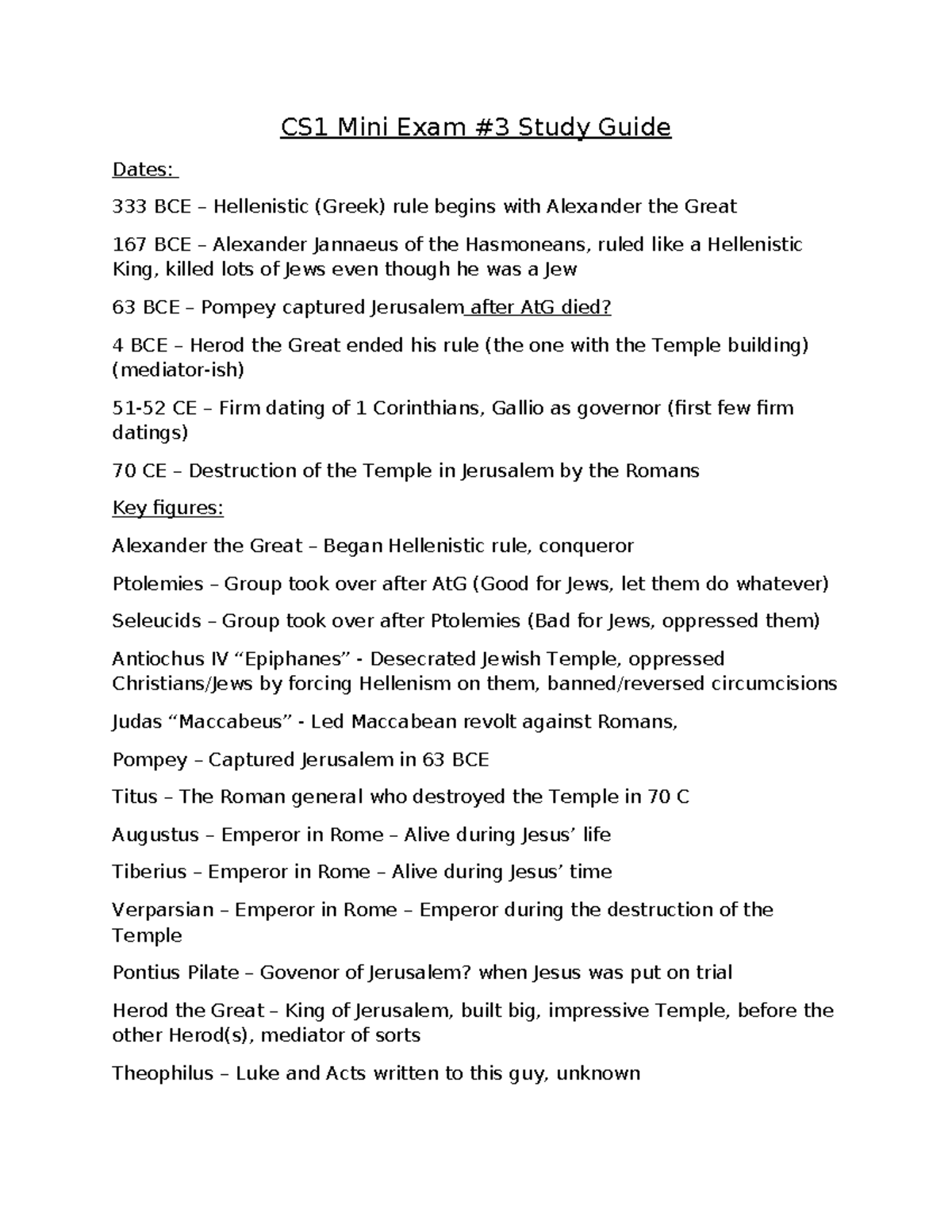 CS1 Mini Exam #3 Study Guide: Key Figures and Concepts in Early ...