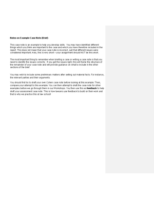 Law-Case-note-example - Legend Good practice Needs improvement Comment ...