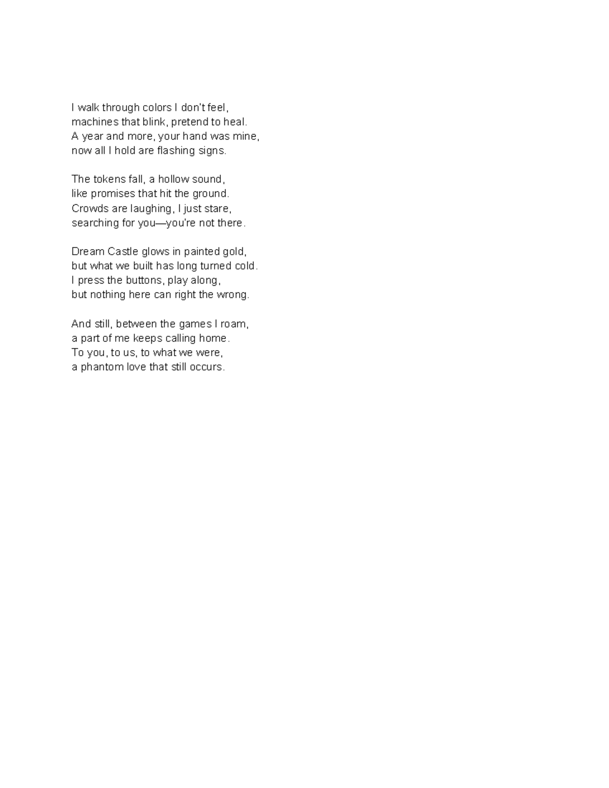 Neon - Arcade Lights: A Reflection on Lost Love and Memories - Studocu