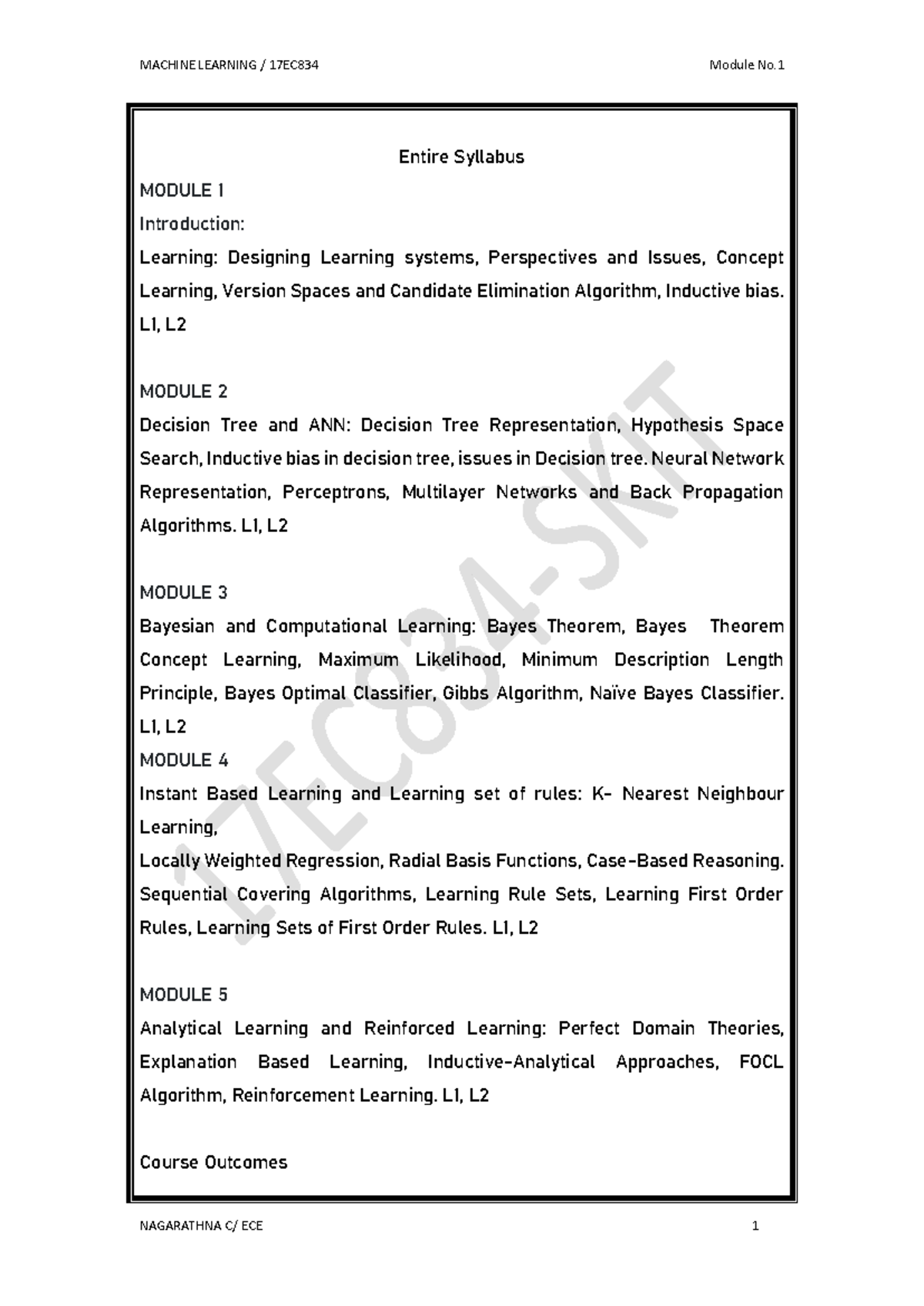 Machine Learning - MLT1: Comprehensive Module 1 Notes and Concepts ...