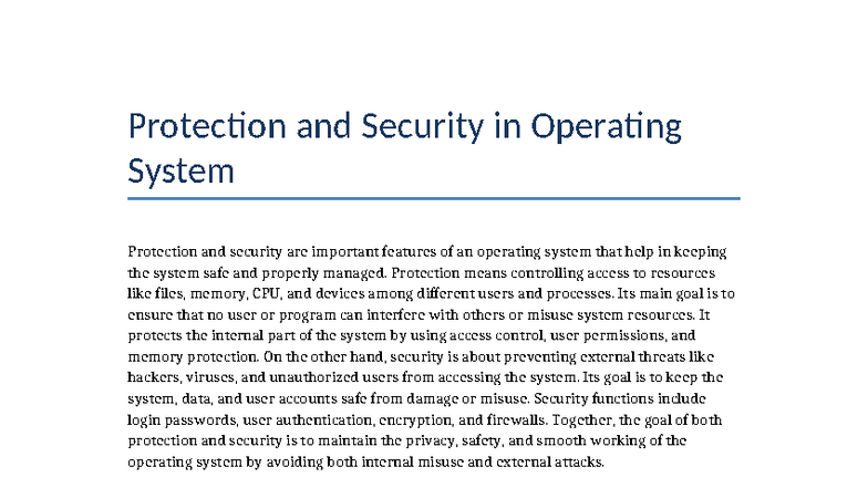 Protection and Security in OS: Key Features and Functions - Studocu