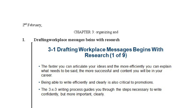 Chapter 3: Organizing and Drafting Workplace Messages (Course Code ...