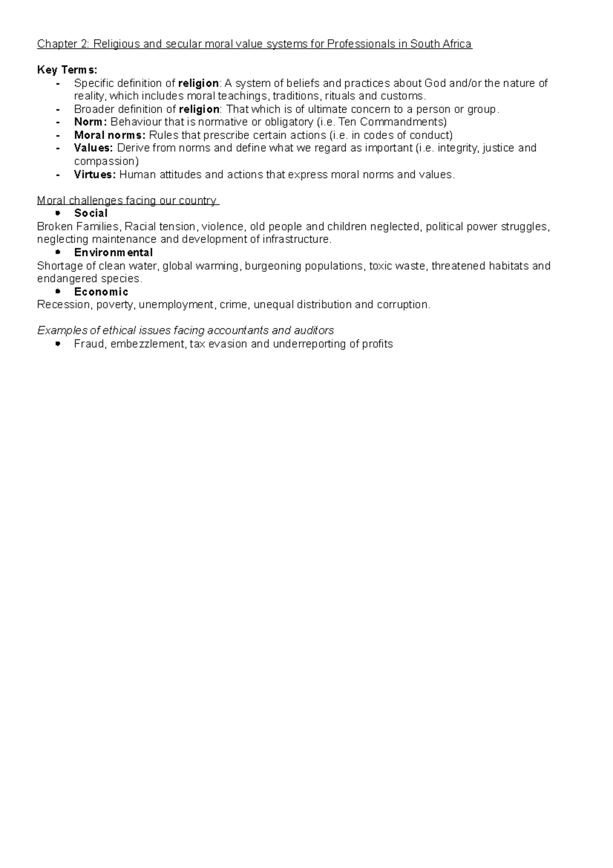Internal Control Summary: Ethics & Corporate Governance Overview - Studocu