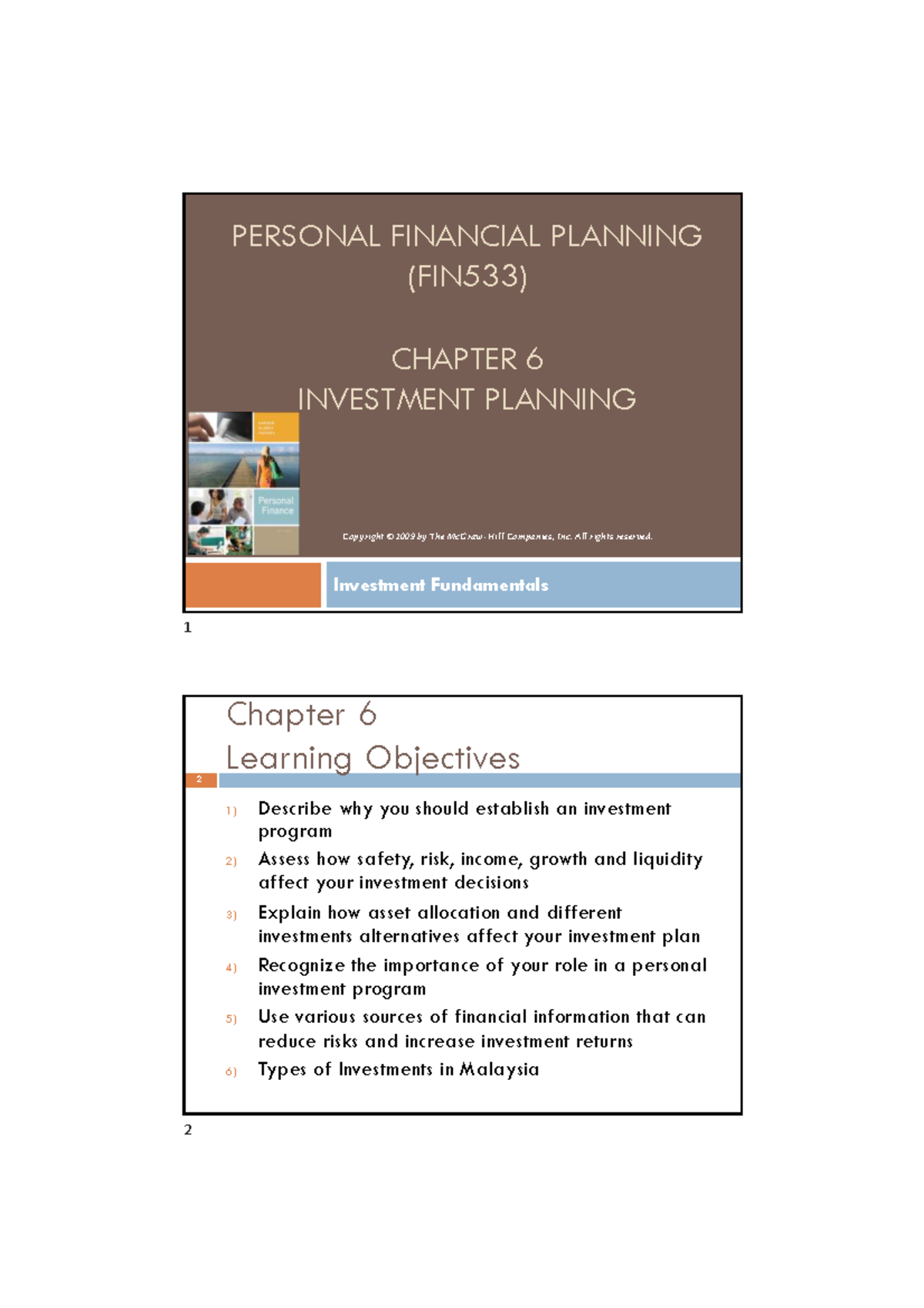 FIN533 CHAPTER 6: Investment Planning Fundamentals - Studocu