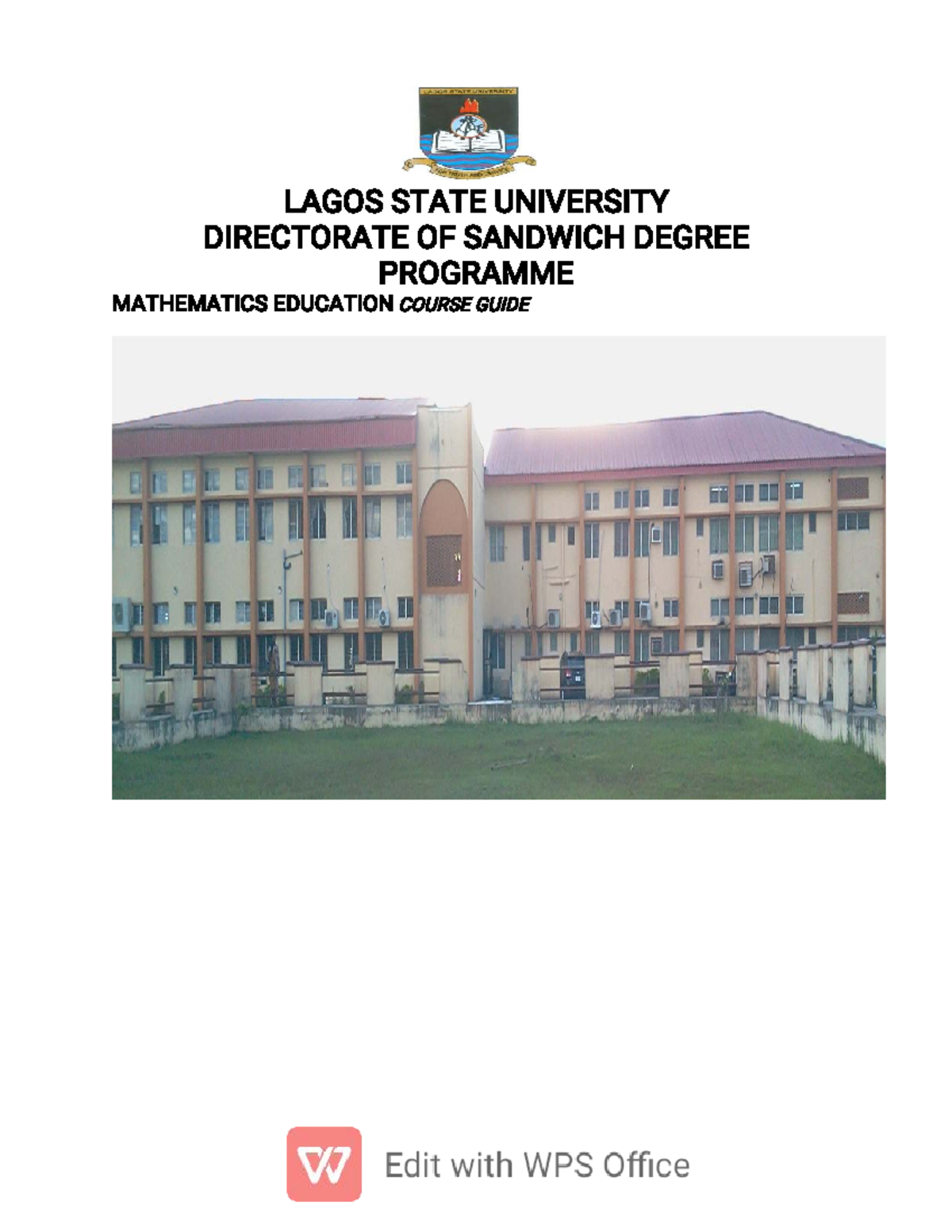LAGOS STATE UNIVERSITY MATHEMATICS EDUCATION COURSE GUIDE (MATH 101 ...