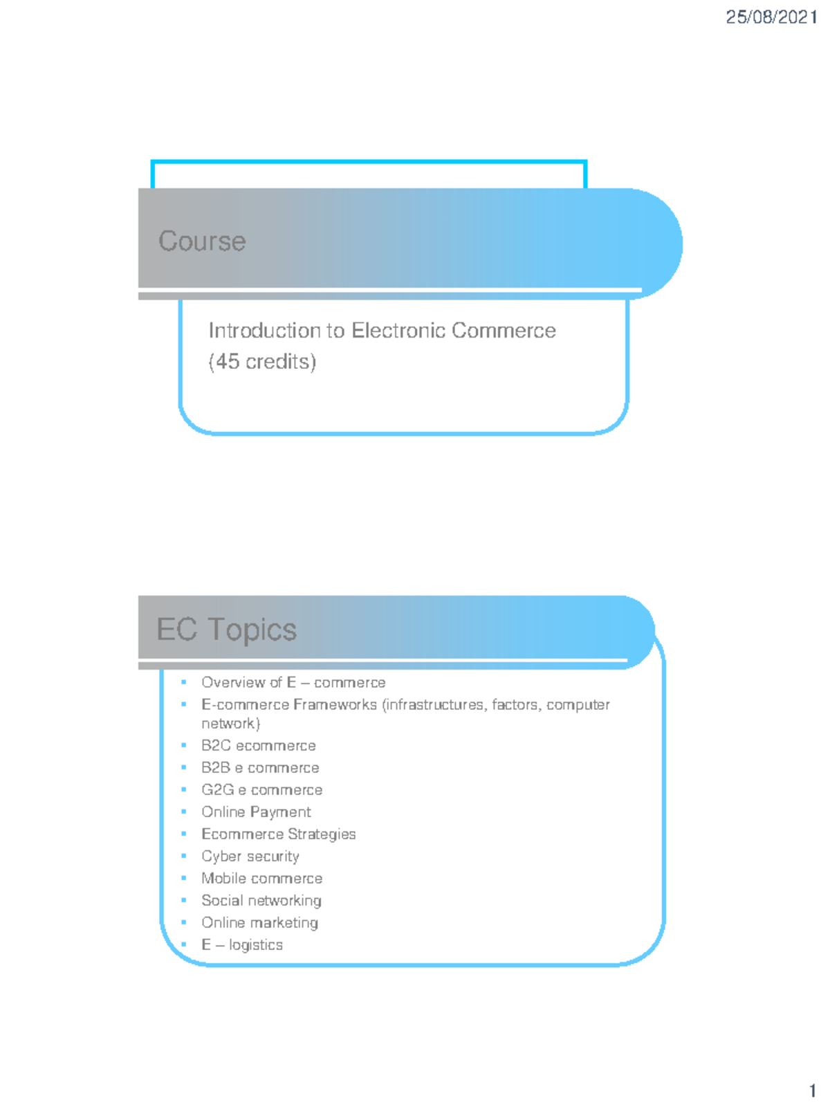 Slide E-commerce Chap 1 - Course Introduction to Electronic Commerce ...