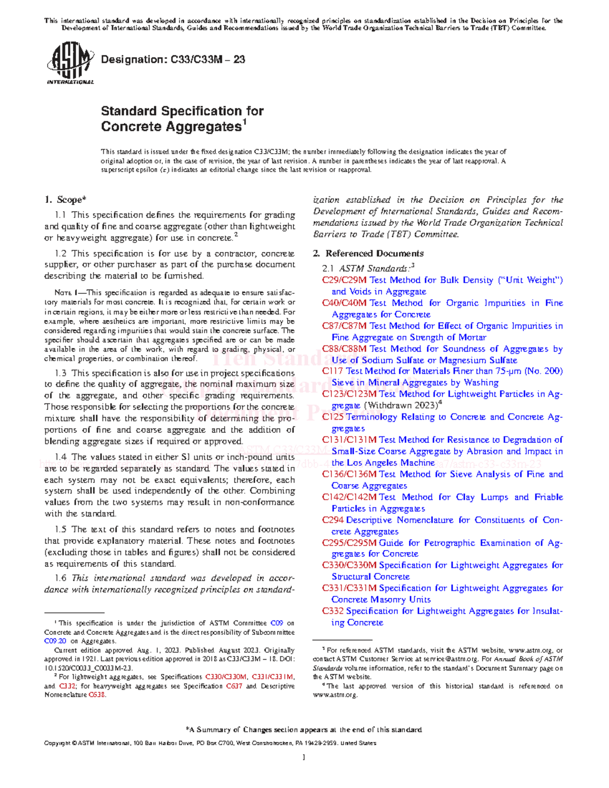 ASTM C33 C33M 23 - Standard Specification for Concrete Aggregates - Studocu