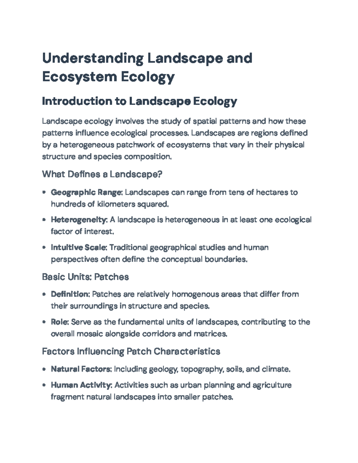 Understanding Landscape and Ecosystem Ecology: Key Concepts and ...