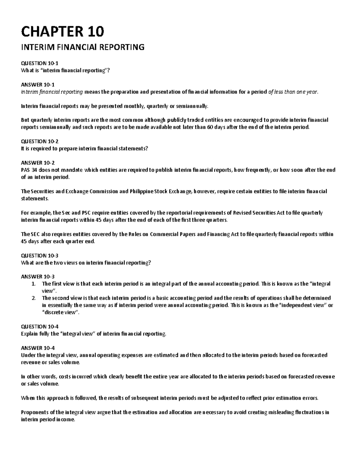 Interim Financial Reporting (Course Code) - Lecture Notes & Solutions ...