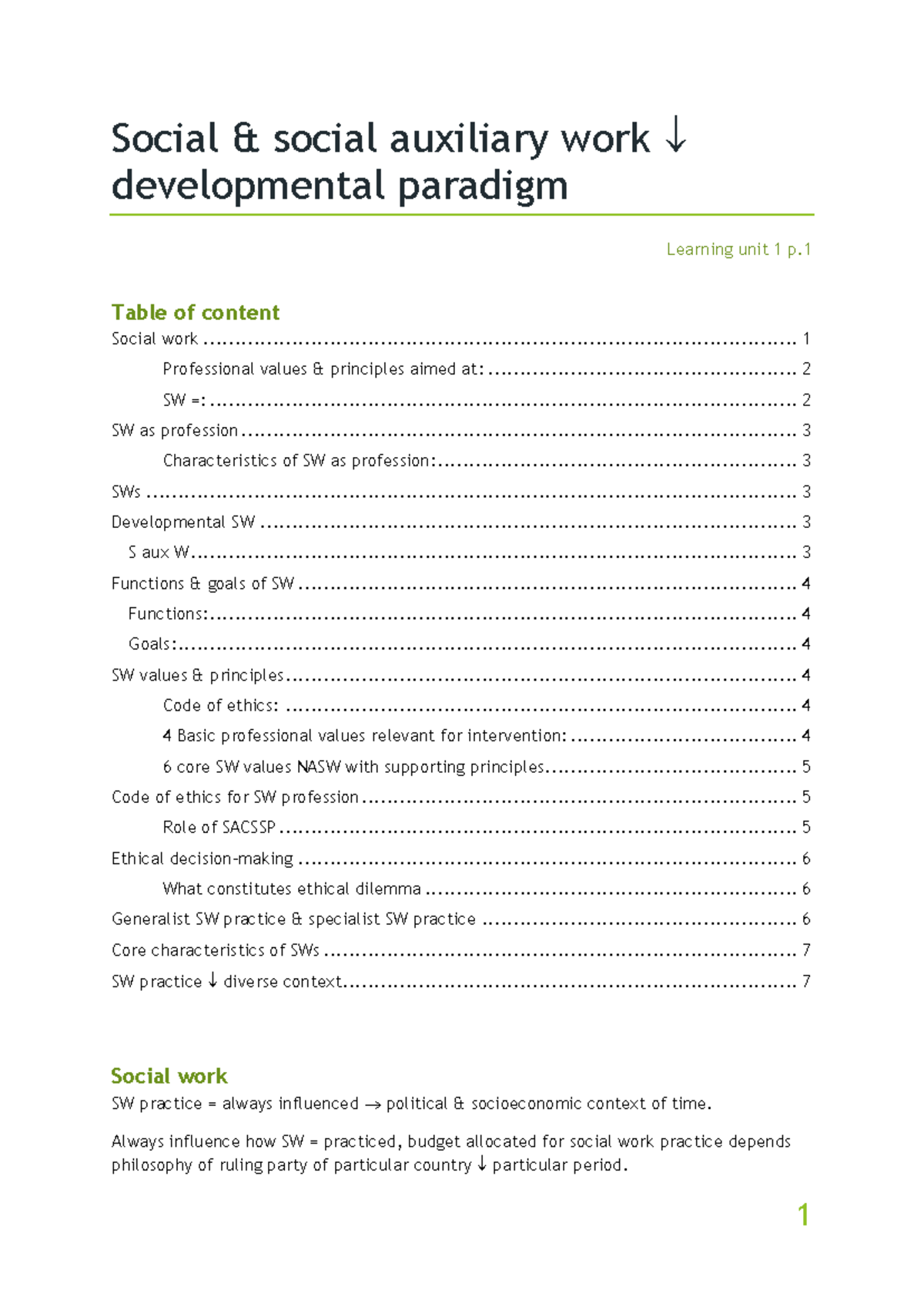 BSW1502 Comprehensive Year Summaries for UNISA Social Work Students ...