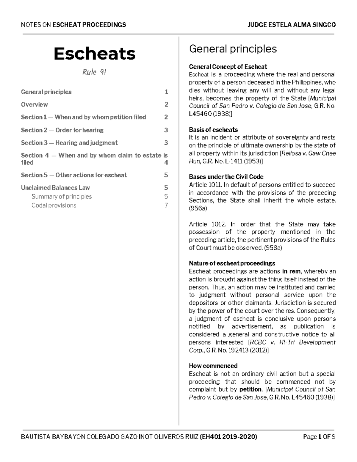 Escheat Proceedings and Unclaimed Balances: Insights on Rule 91 - Studocu