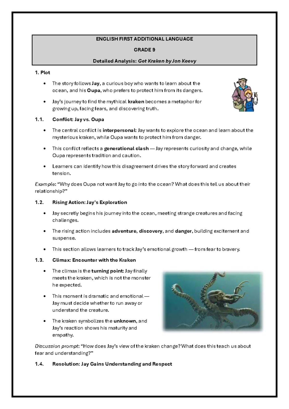 Detailed Analysis of "Get Kraken" by Jon Keevy (Grade 9 ENG FAL) - Studocu