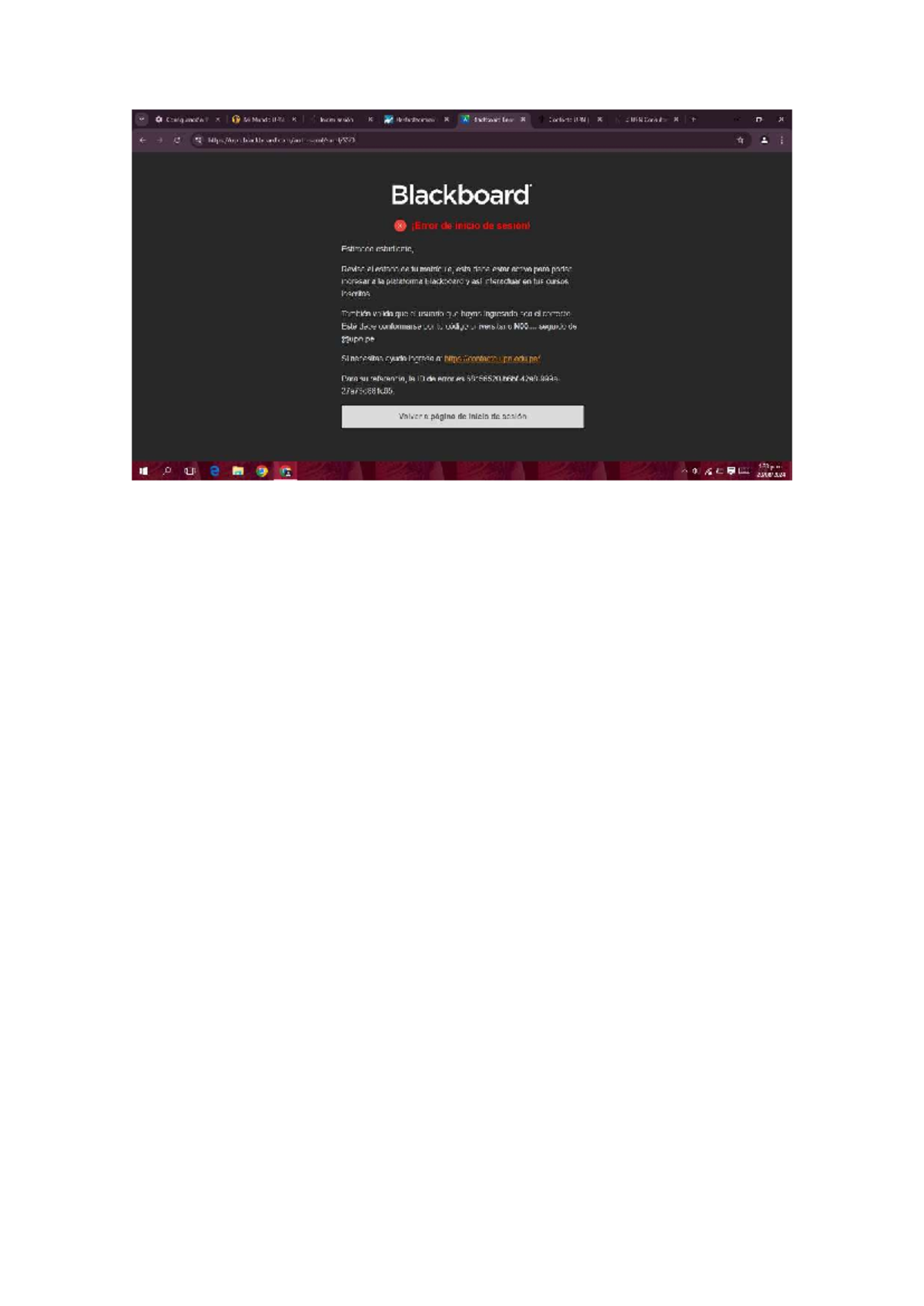 Configuración de Blackboard UPN: Error de Inicio de Sesión - Studocu