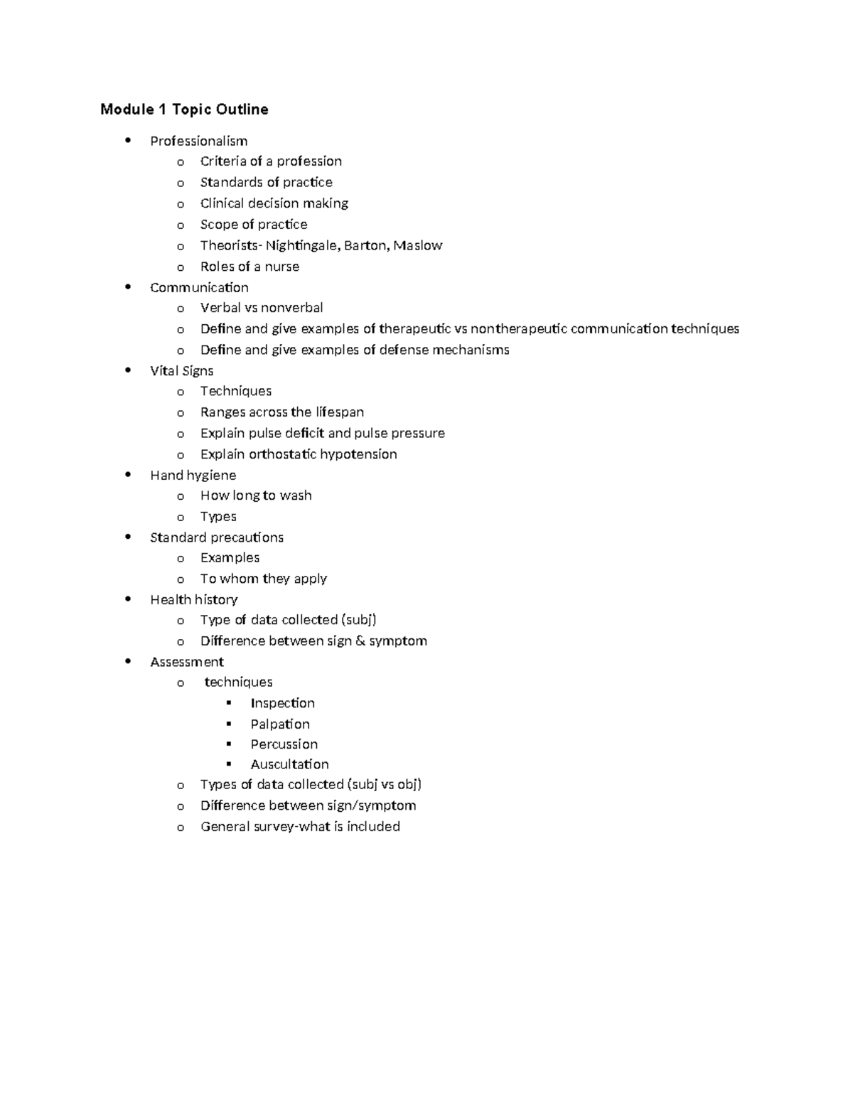 Module 1 Topic Outline: Professionalism, Communication, and Vital Signs ...