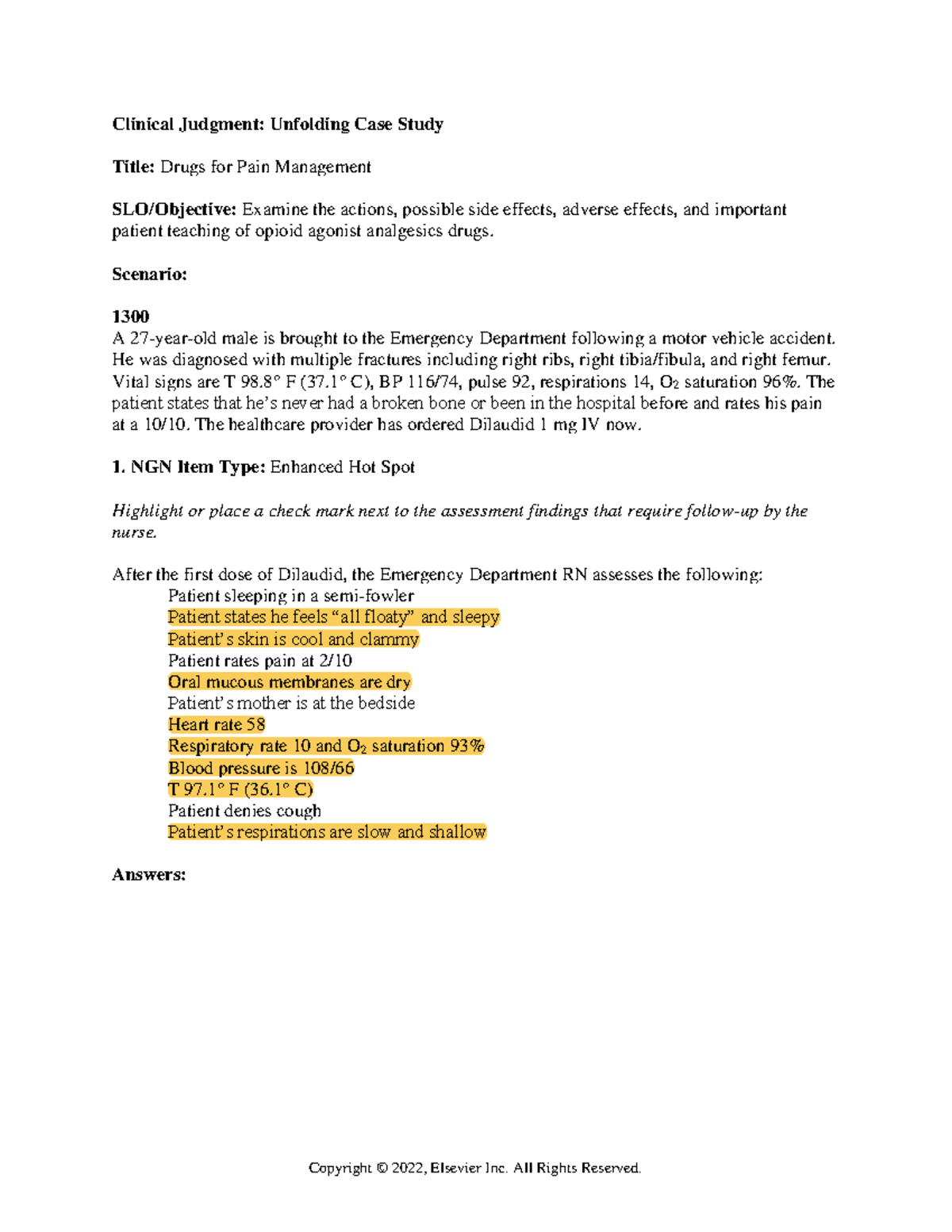 Pain Management Case Study: Opioid Analgesics & Patient Assessment ...