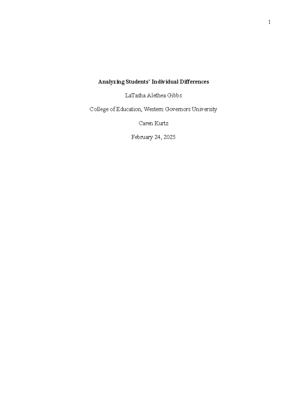 Analyzing Students Individual Differences-Task 2 (Passed) - Analyzing Students’ Individual - Studocu