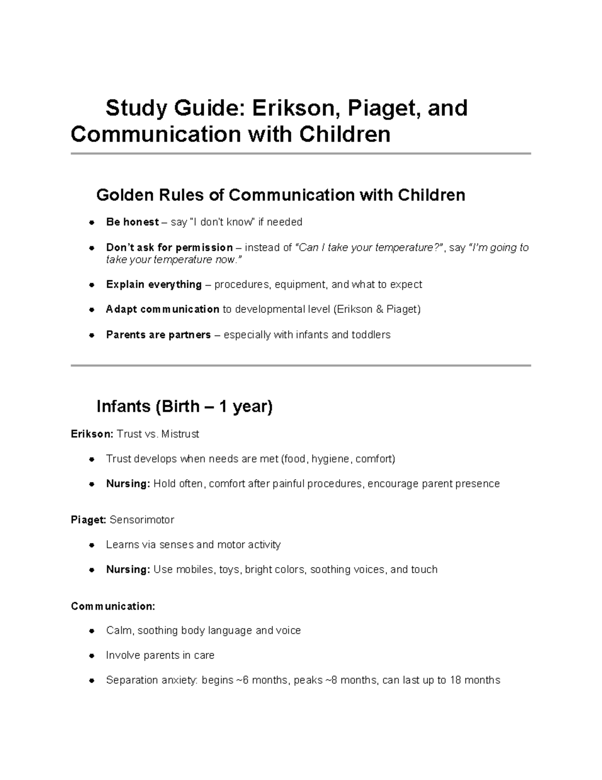 PEDS 101: Communication Strategies & Developmental Milestones - Studocu