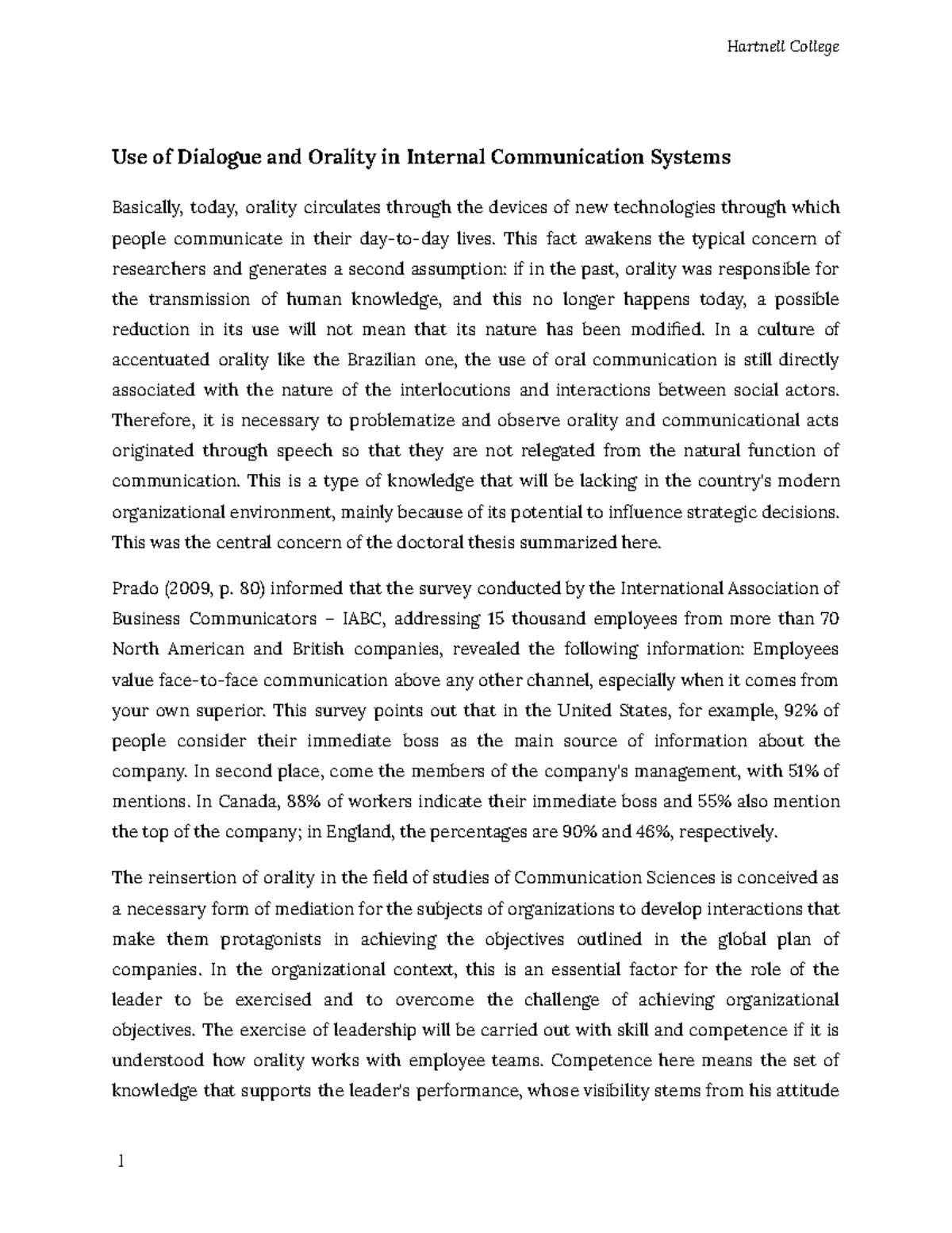 Internal Communication Systems: Dialogue & Orality Analysis - Studocu