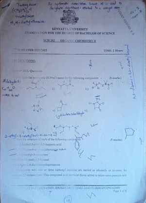 Organic chemistry II - SCH202 - KU - Studocu