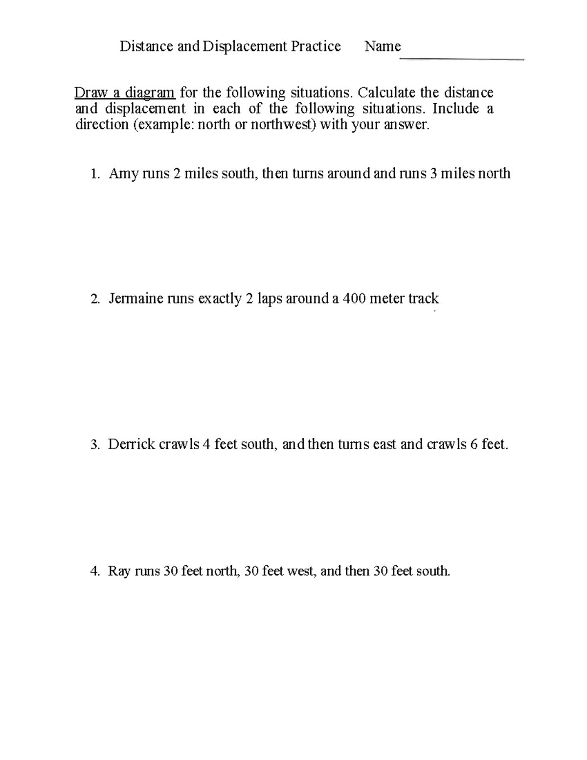 Distance and Displacement Pkt - Distance and Displacement Practice Name ...