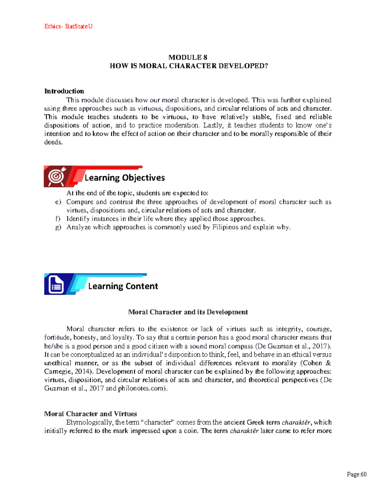 Ethics Modules 8 & 9: Moral Character Development & Stages of Morality ...