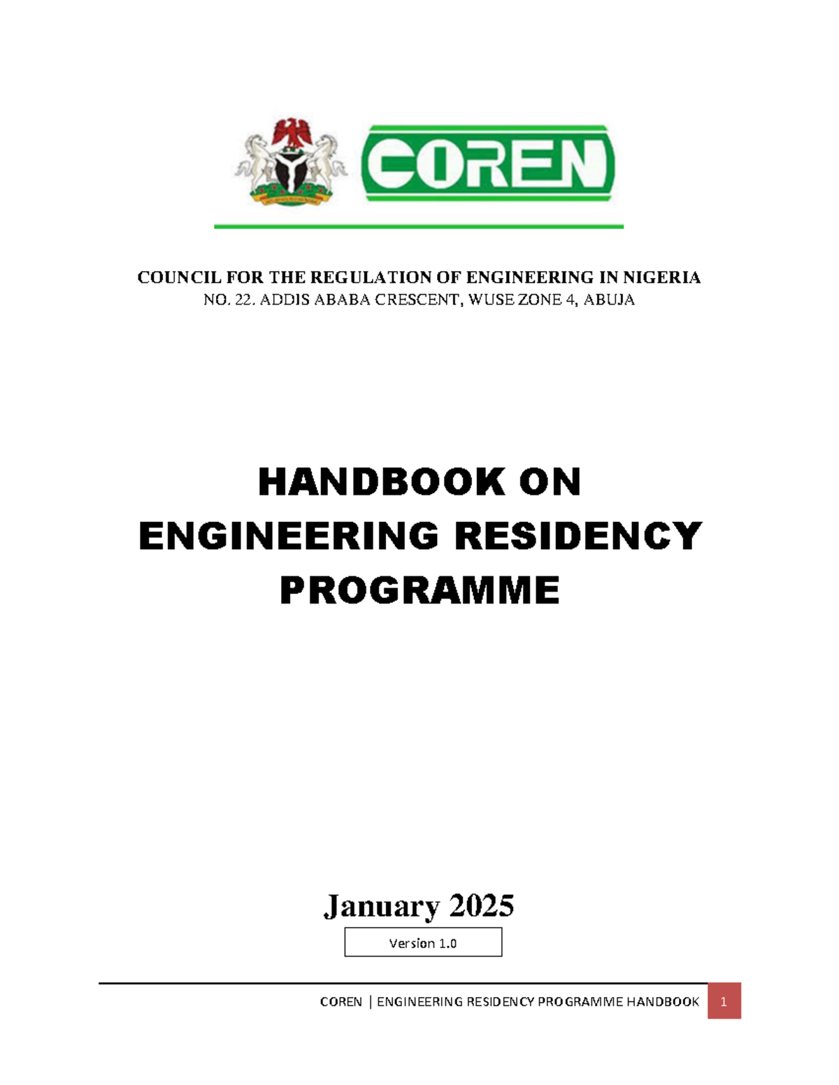 COREN Engineering Residency Programme Handbook - January 2025 Edition ...