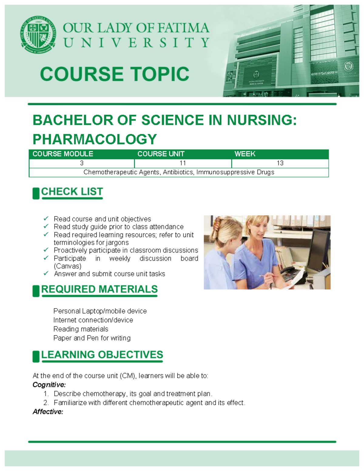 BSC Nursing: Pharmacology Course Module - Week 3 Overview on ...