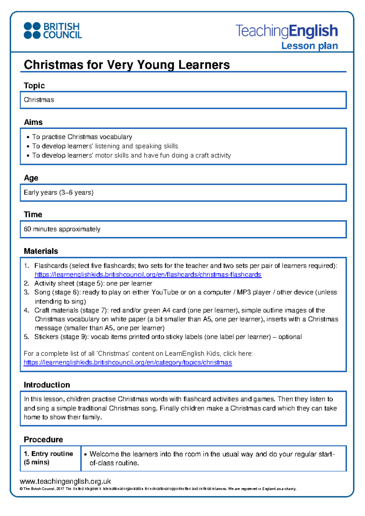 Lesson Plan: Christmas Activities for Very Young Learners - Studocu