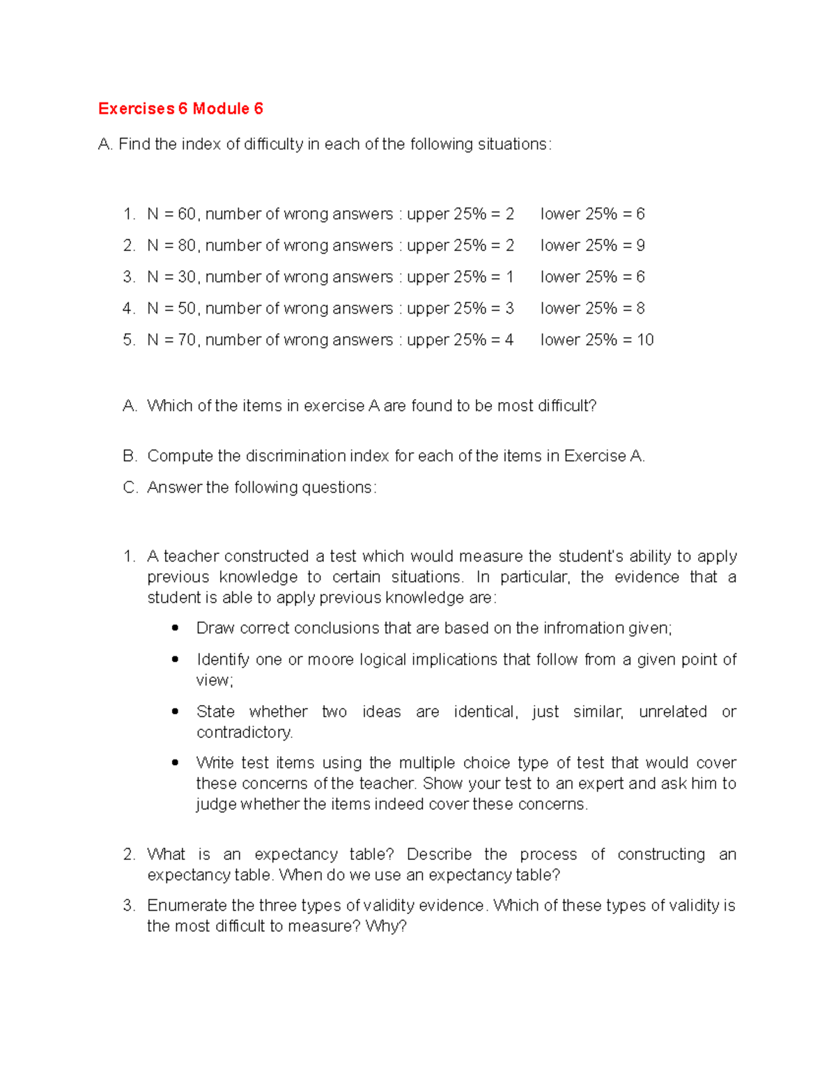 Exercises 6 Module 6 - gdfhyjuyjnvmvjfhh - Exercises 6 Module 6 A. Find ...