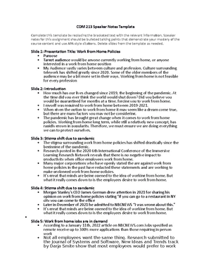 Speaker Notes Example - COM 213 Speaker Notes Template Complete this ...