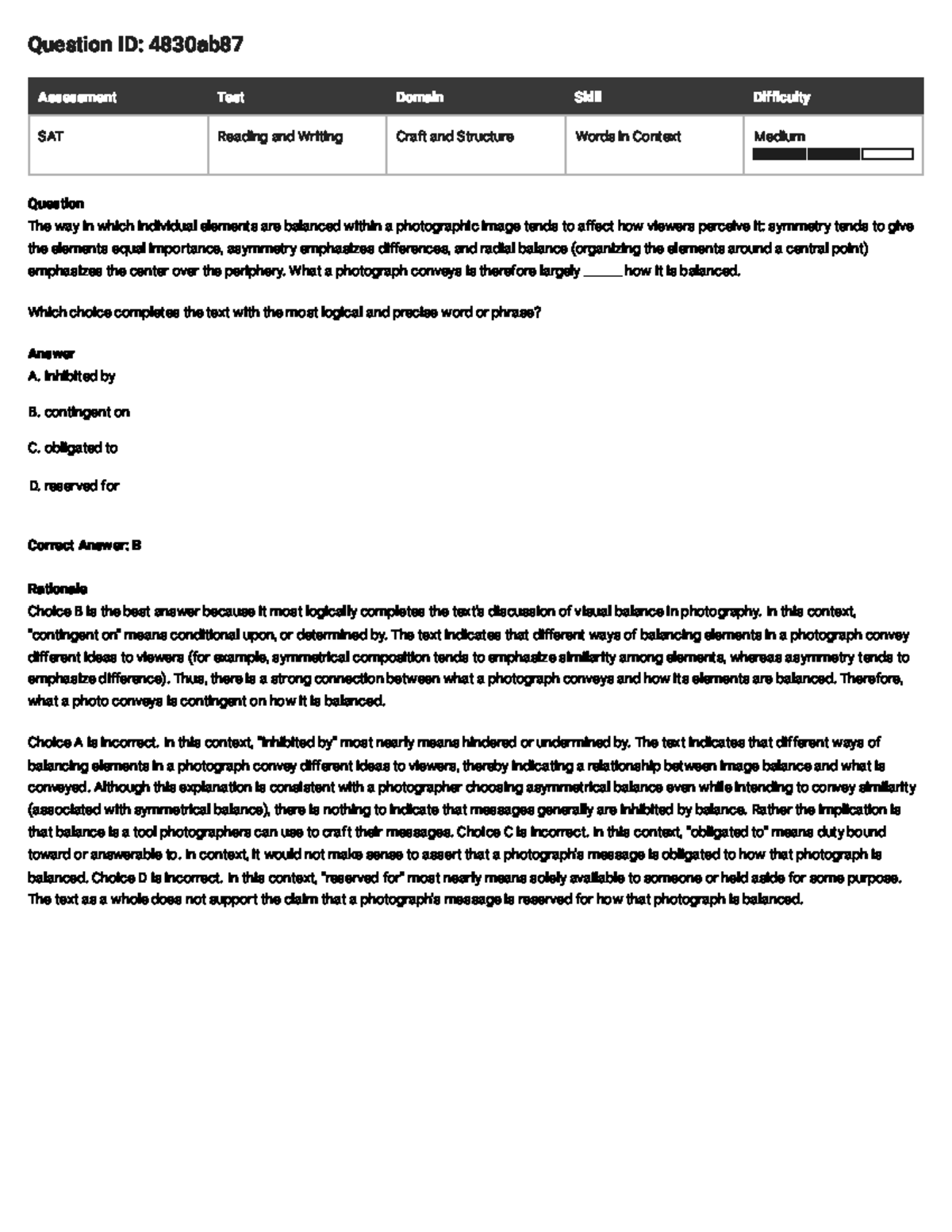 SAT Reading and Writing Exercises: Craft and Structure Analysis - Studocu